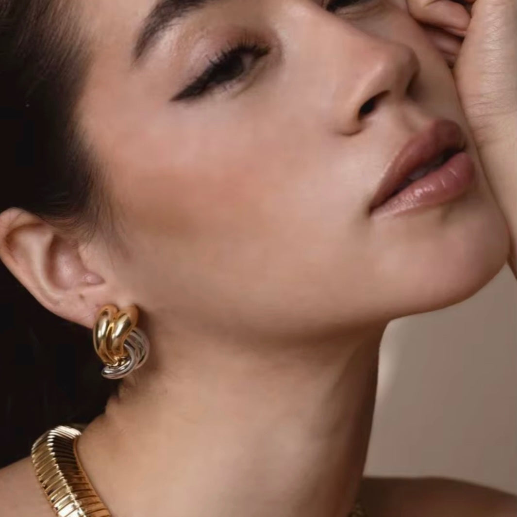 Duo Knot - Earrings (Gold & Silver) – Bijoux Beirut